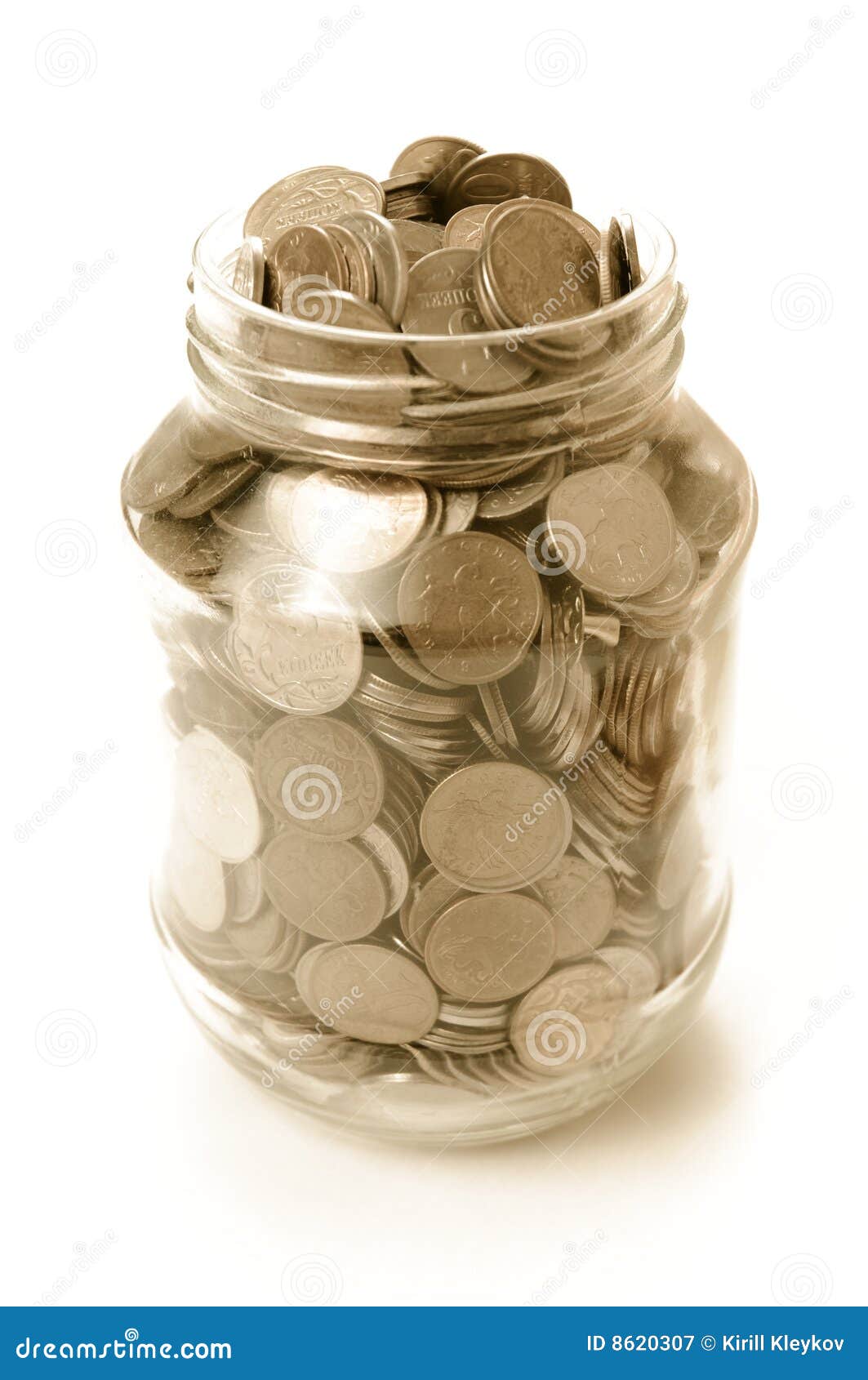 Coins in a glass bank stock image. Image of economic, cash - 8620307