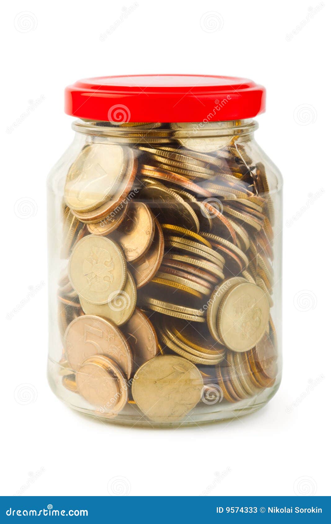 Coins in glass can stock image. Image of piggy, account - 9574333