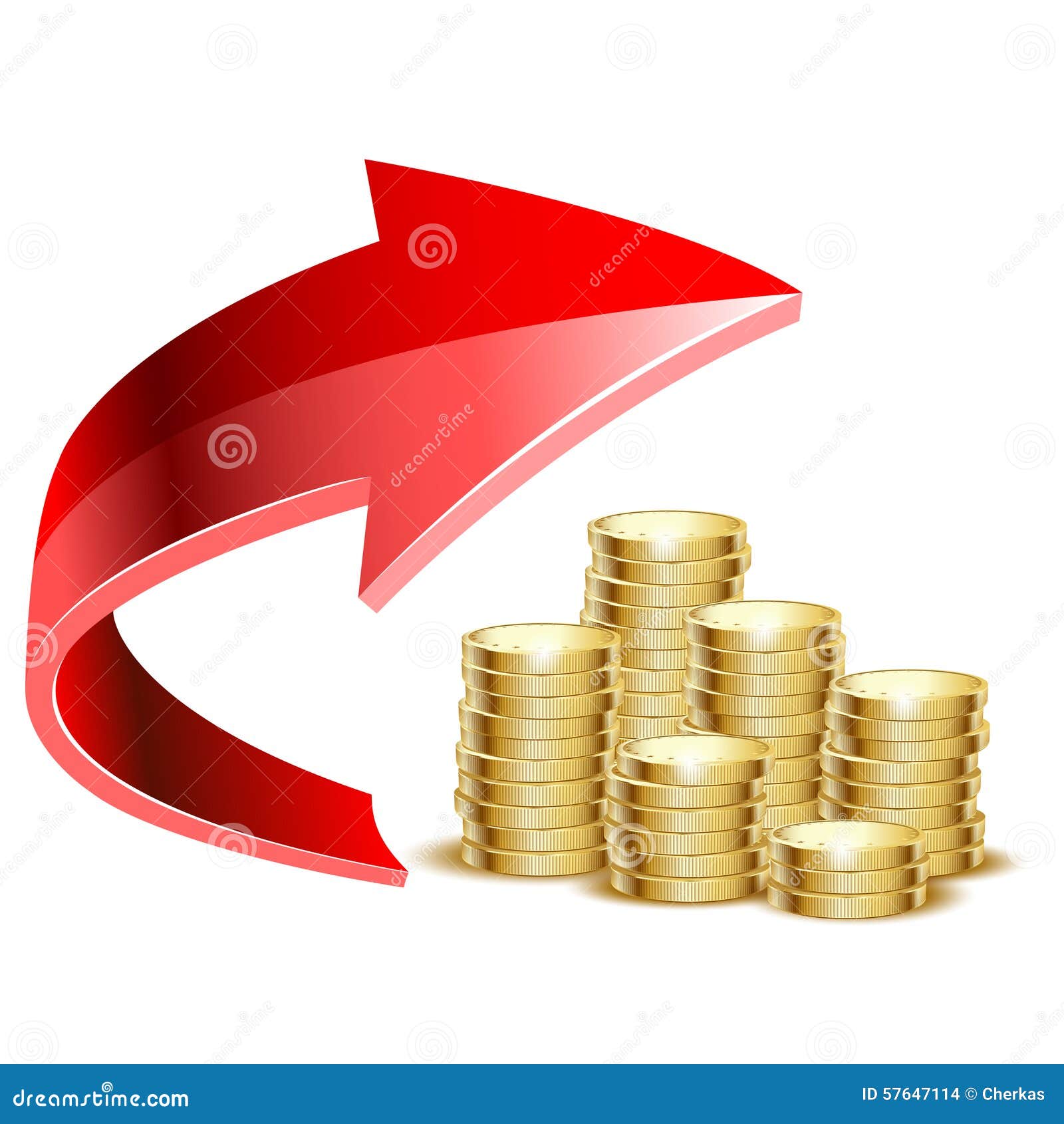 Coins gold stock vector. Illustration of arrow, invest - 57647114