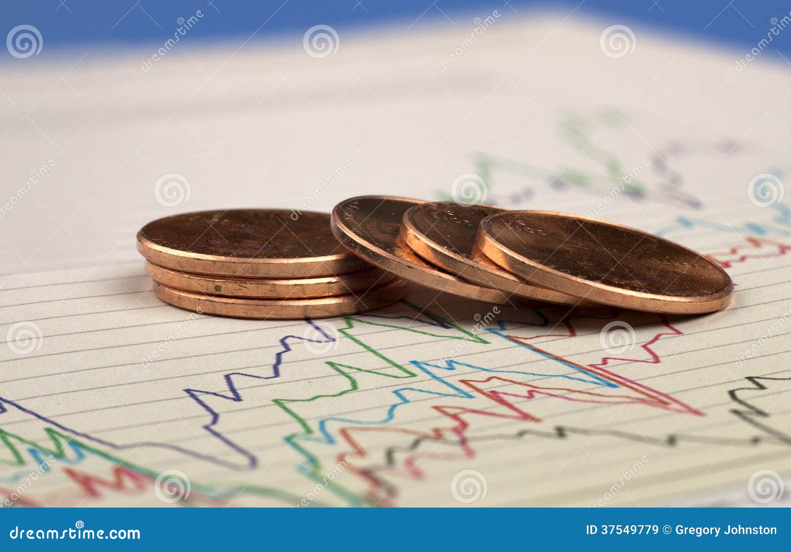 Coins on graph. stock image. Image of copper, graph, penny - 37549779