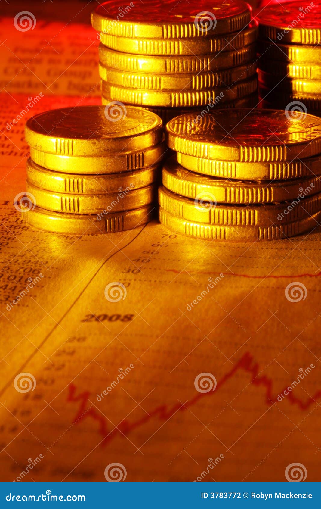 Coins on Graph stock photo. Image of savings, performance - 3783772