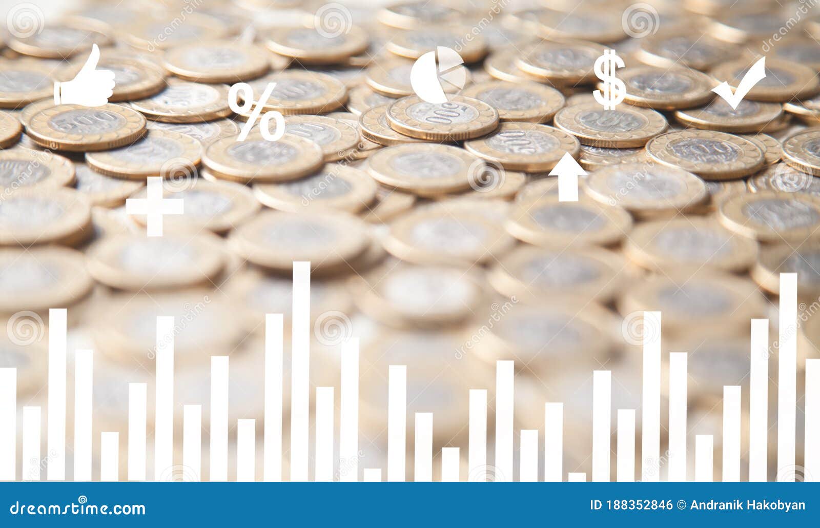Coins, Graph, with a Business Icons Stock Photo - Image of bank ...