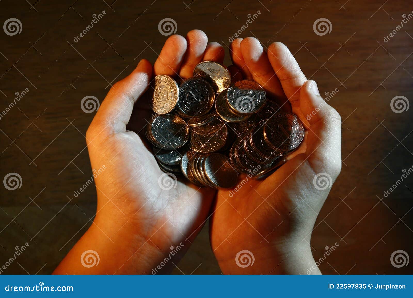 Coins in Hand stock image. Image of hands, holding, giving - 22597835