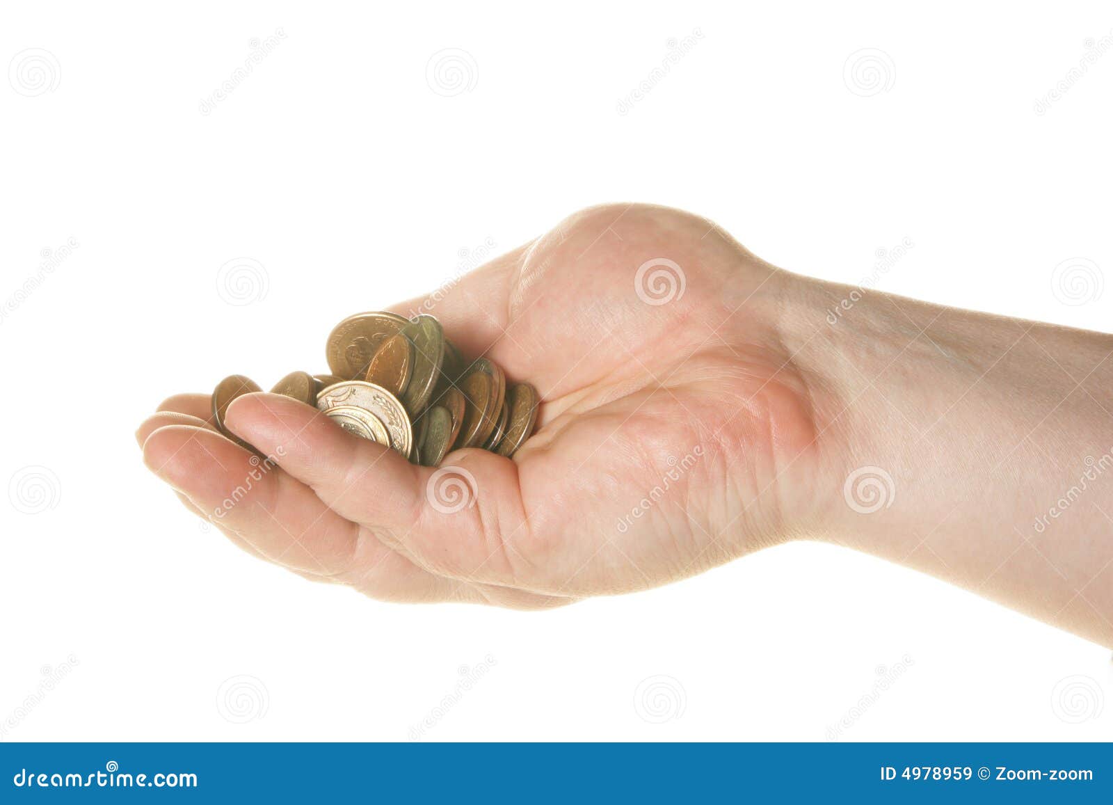 Coins in hand stock image. Image of alms, closeup, economic - 4978959