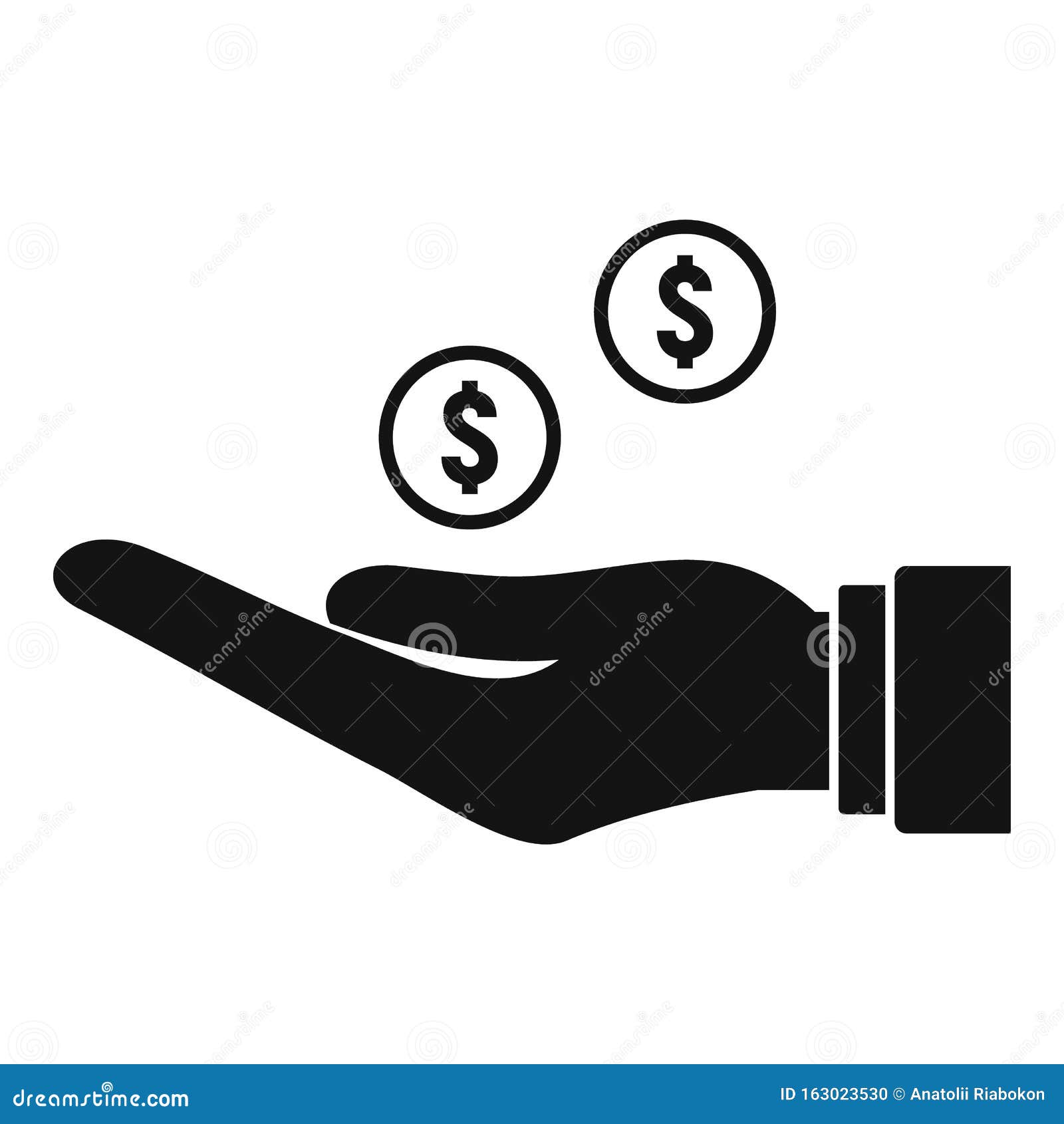 Coins in Hand Icon, Simple Style Stock Vector - Illustration of ...