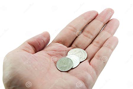 Coins on hand stock photo. Image of deposit, businessman - 36821784