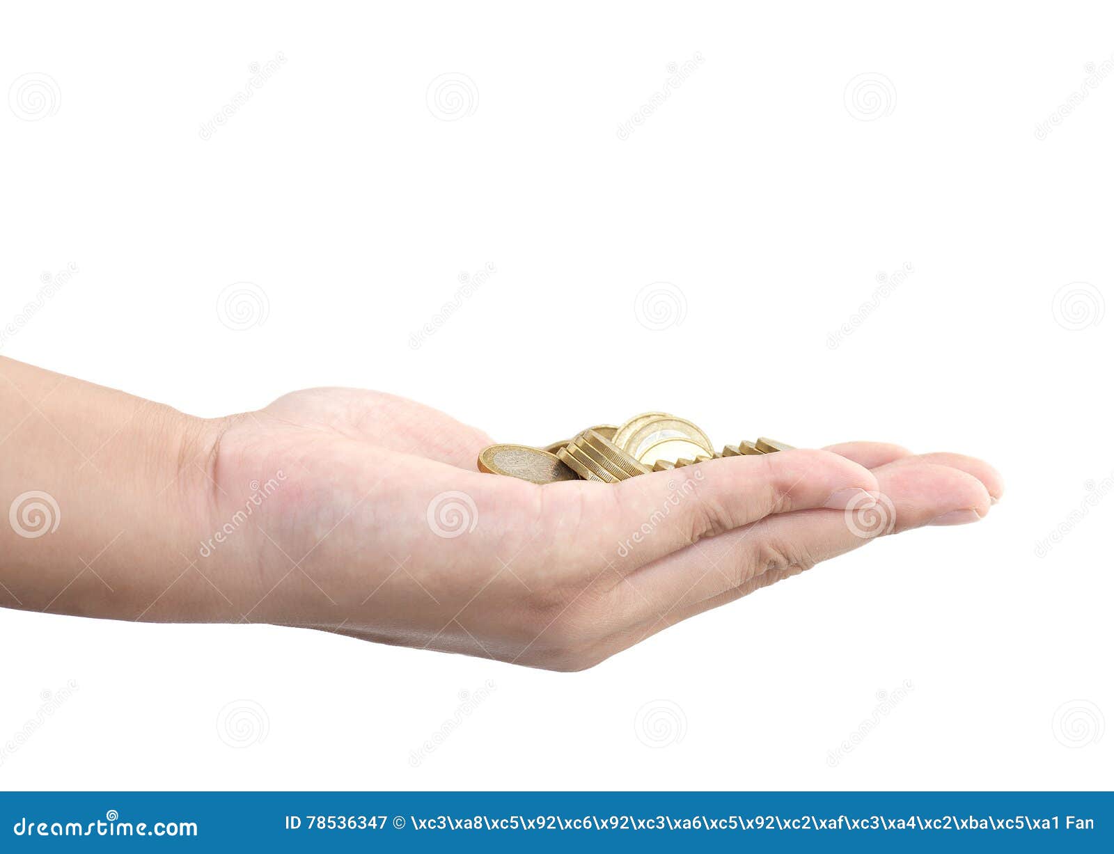 Coins in hand stock image. Image of euro, hold, gold - 78536347