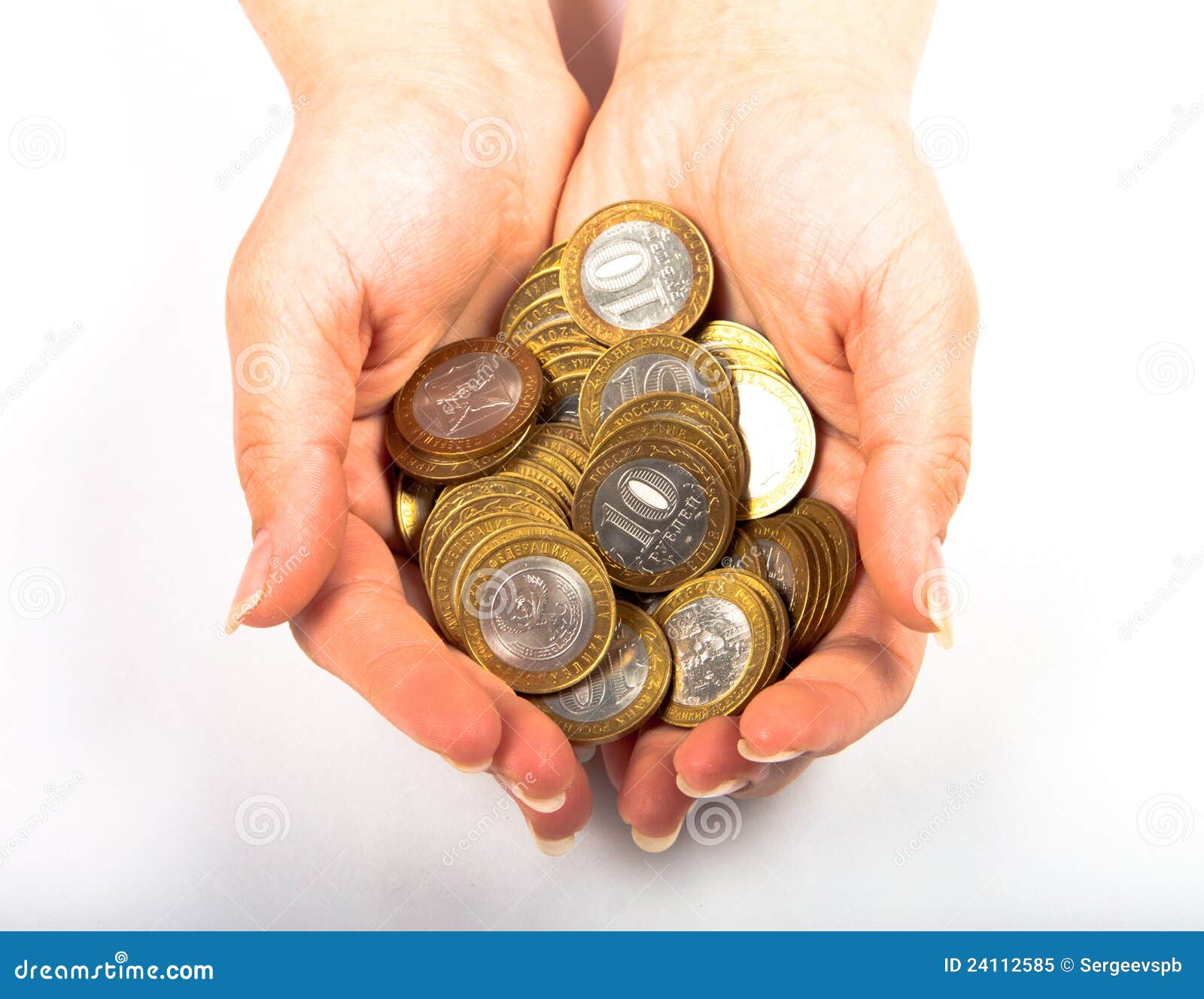 Coins in the hands stock image. Image of buying, investment - 24112585
