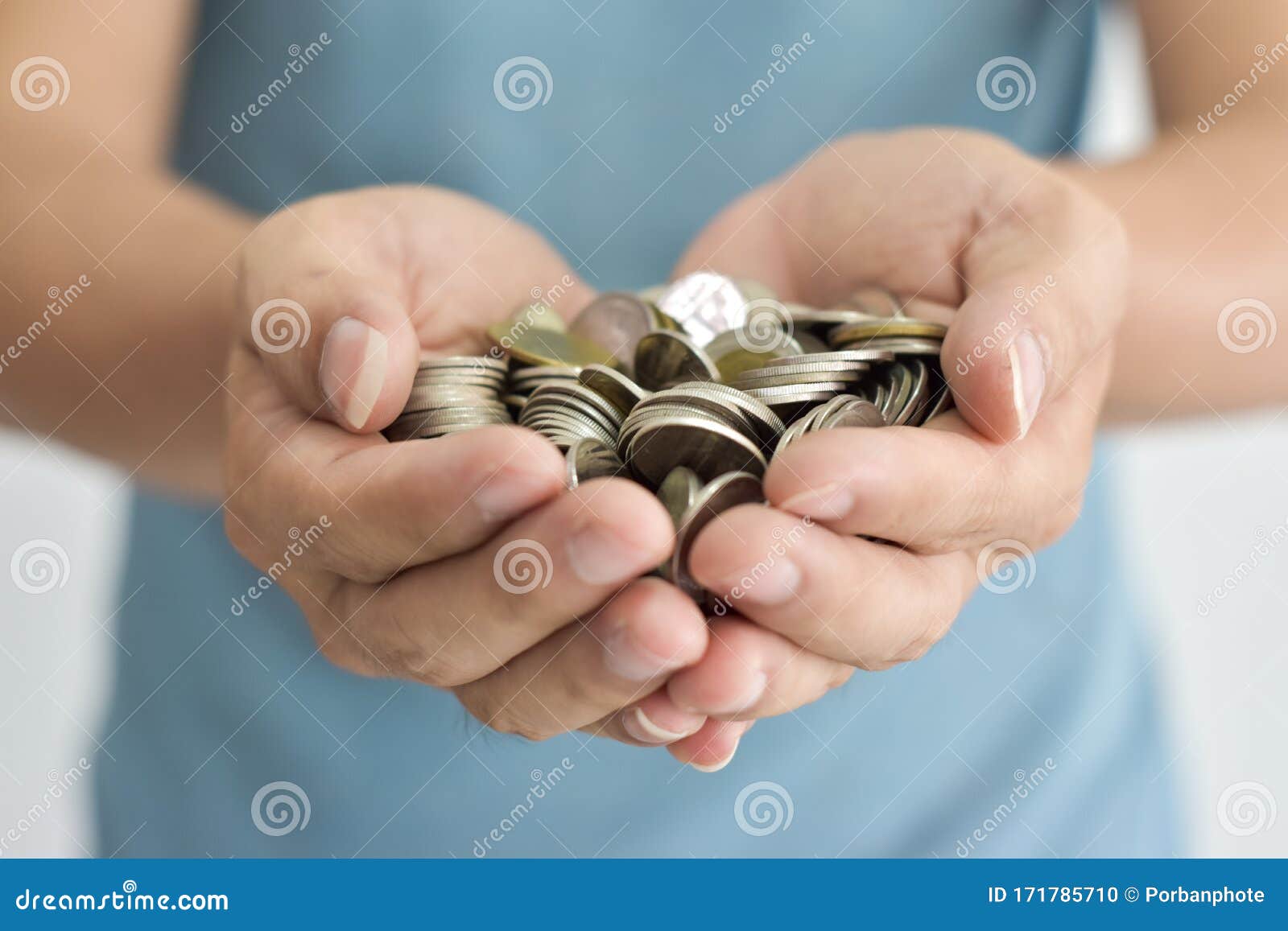 Coins in Hands. Concept Money Saving Stock Photo - Image of coin, save ...