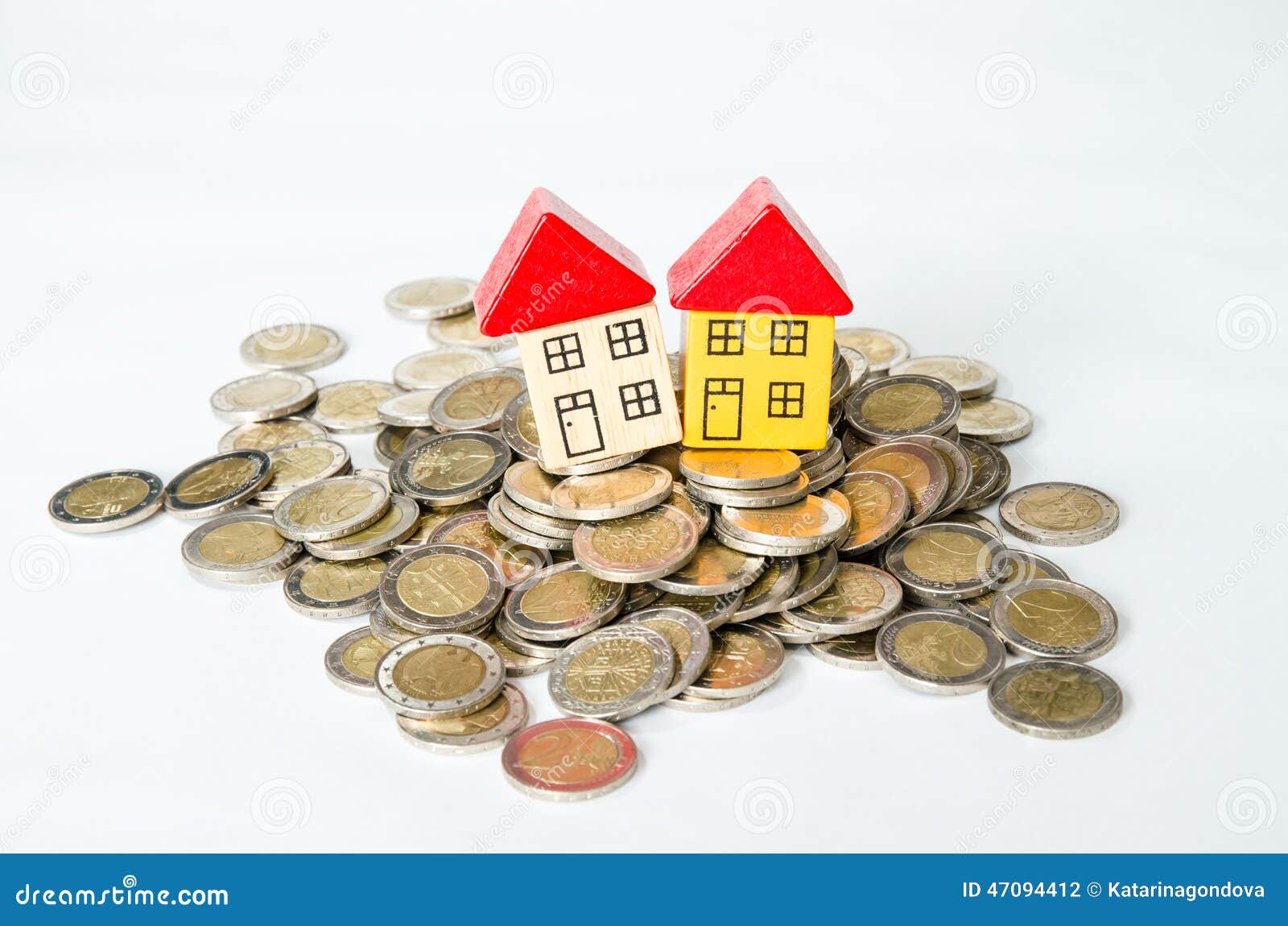 Coins and house concept stock photo. Image of house, plan - 47094412