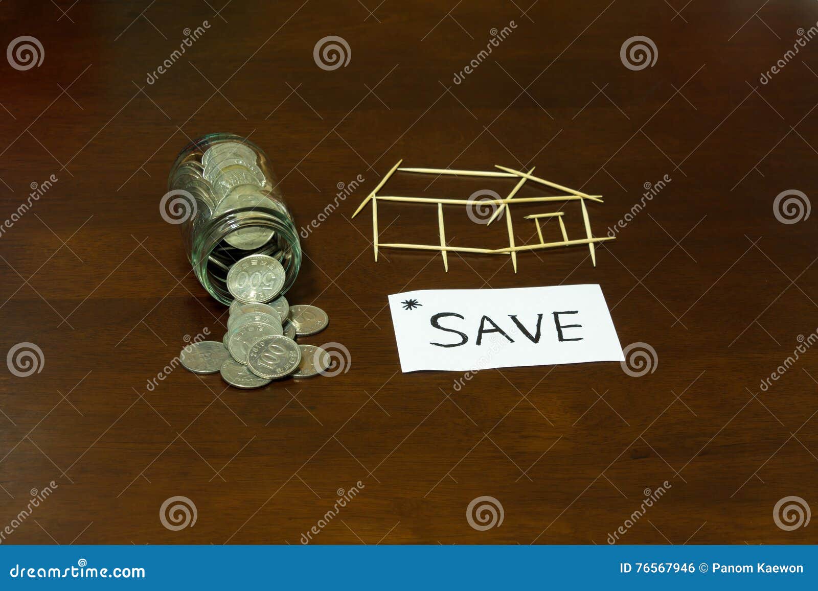 Coins and House from Toothpick Stock Photo - Image of concept, macro ...