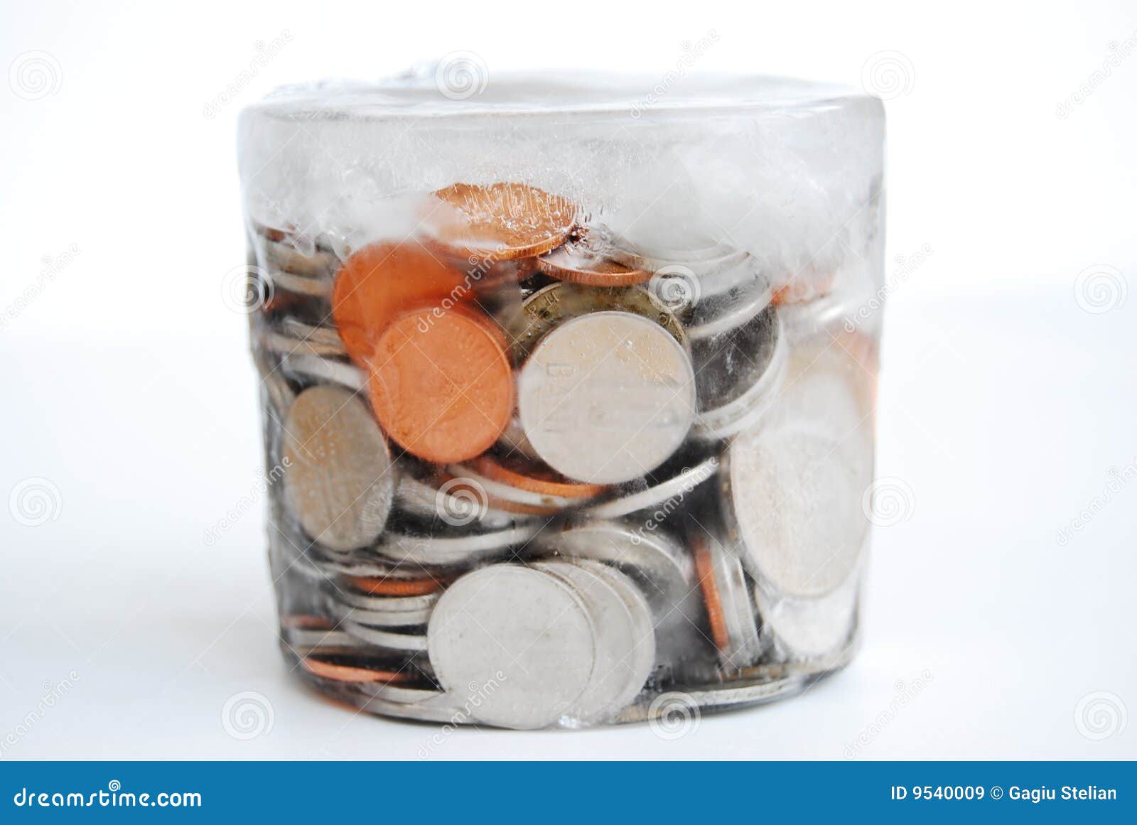 Coins in ice stock image. Image of concept, business, currency - 9540009