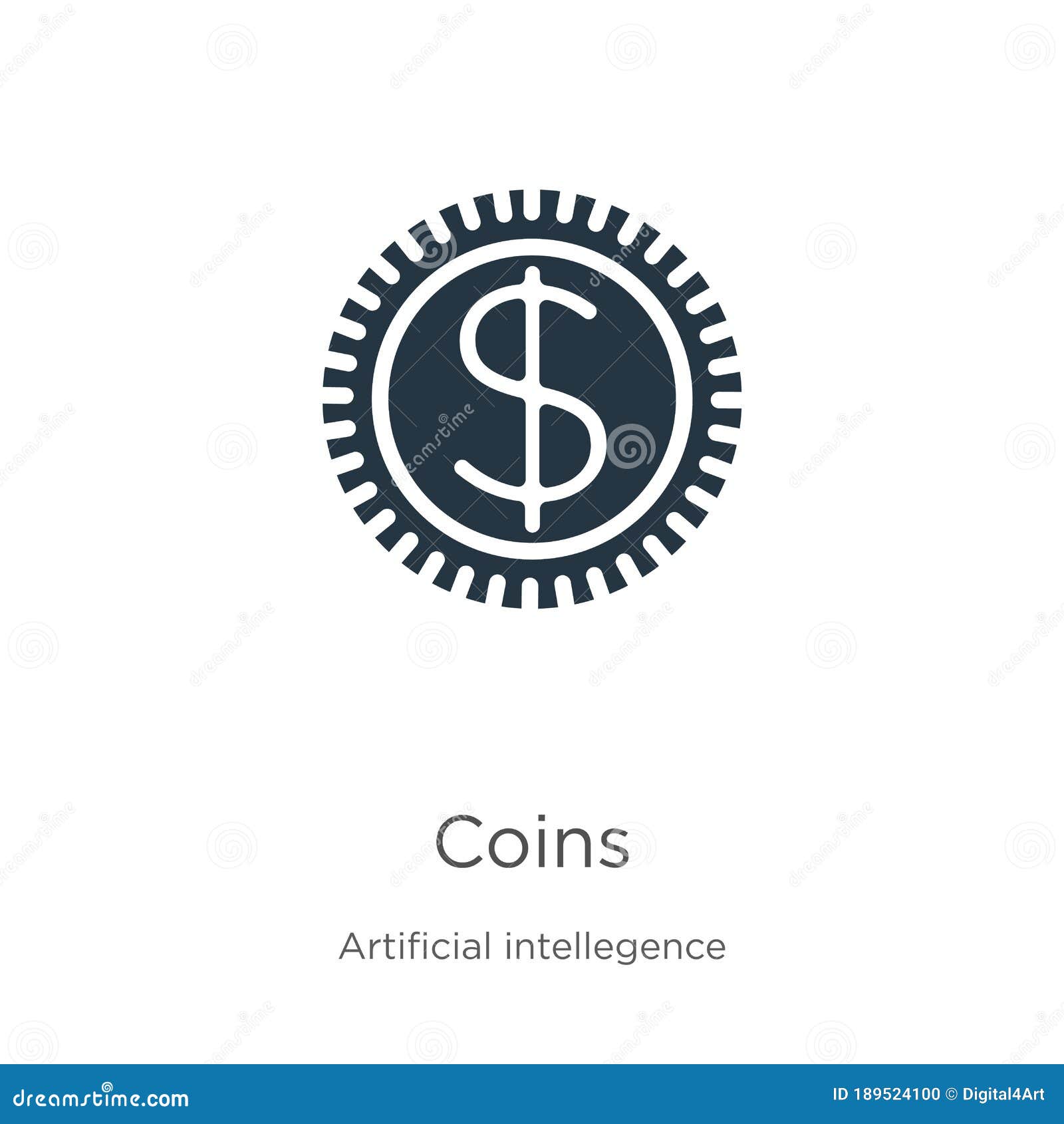 Coins Icon Vector. Trendy Flat Coins Icon from Artificial Intelligence ...