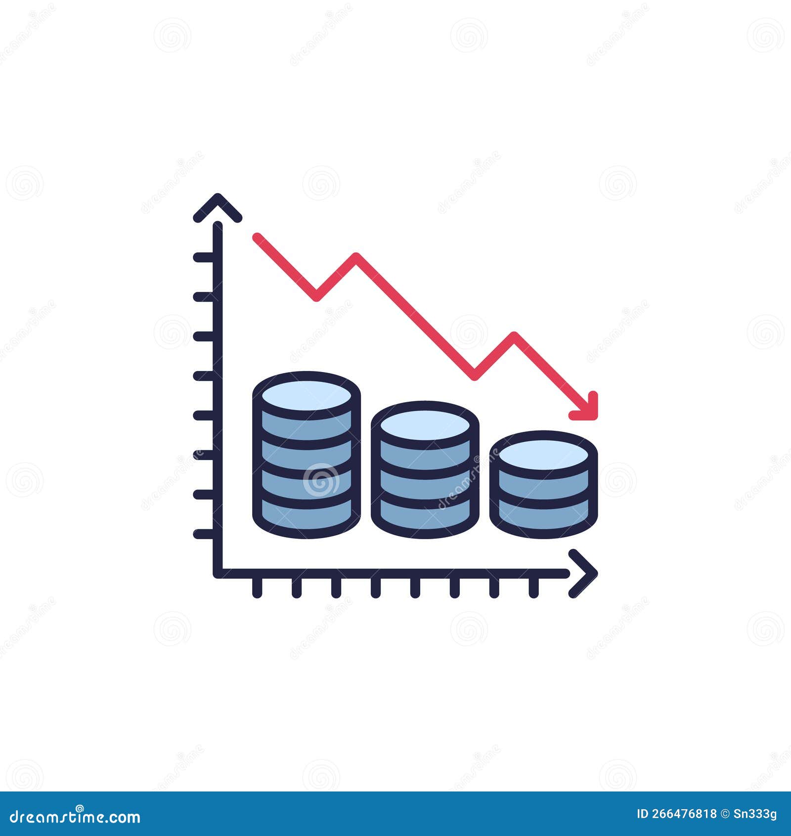 Coins with Inflation Graph Vector Concept Colored Icon Stock ...