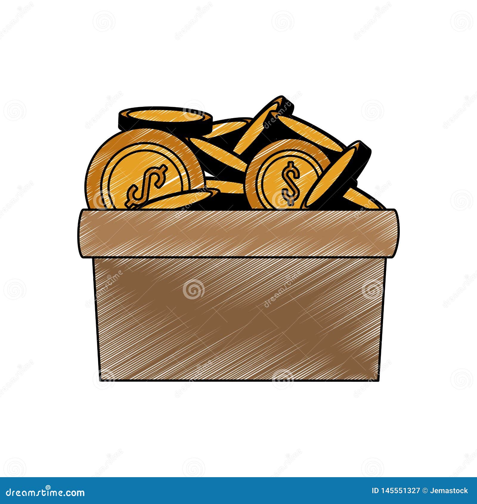 Coins inside box scribble stock vector. Illustration of business ...