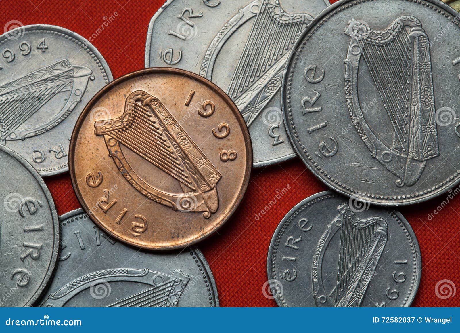 Coins of Ireland. Celtic Harp Stock Image - Image of frame, european ...