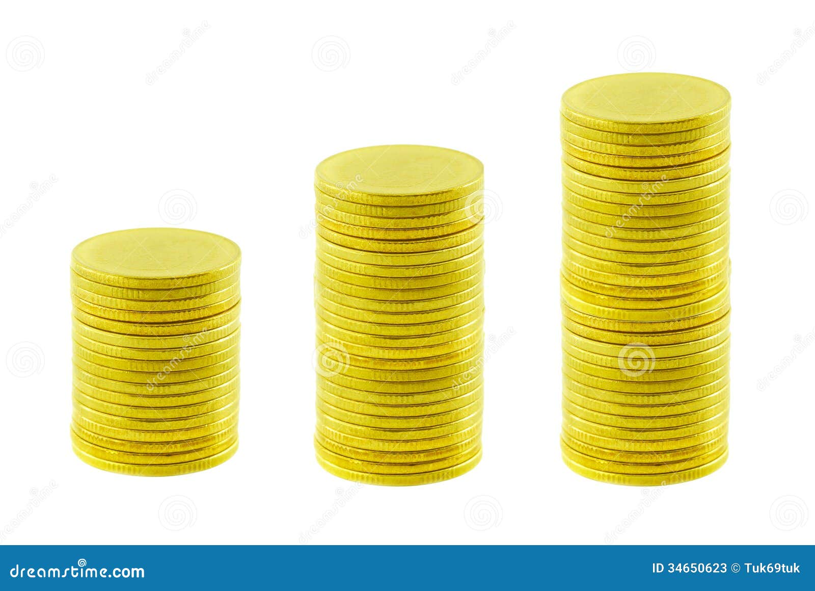 Coins isolated on white stock image. Image of gold, growth - 34650623