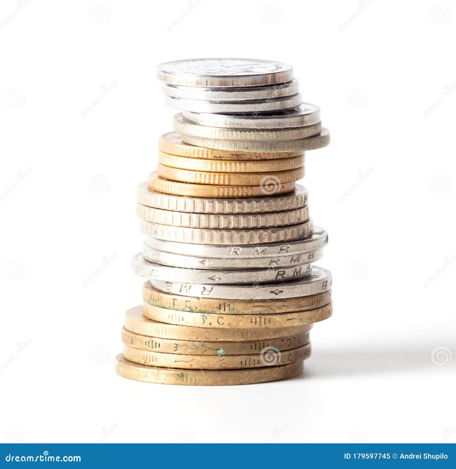 Coins Isolated on a White Background Stock Image - Image of metal ...