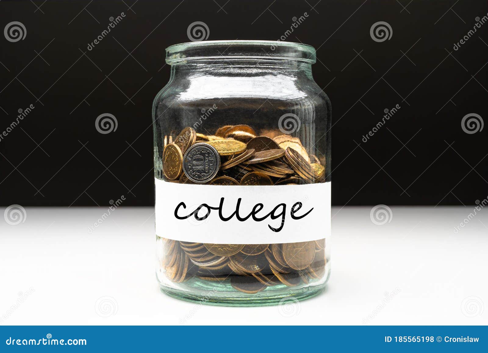 Coins in a Jar with College Text on a Label Stock Photo - Image of ...