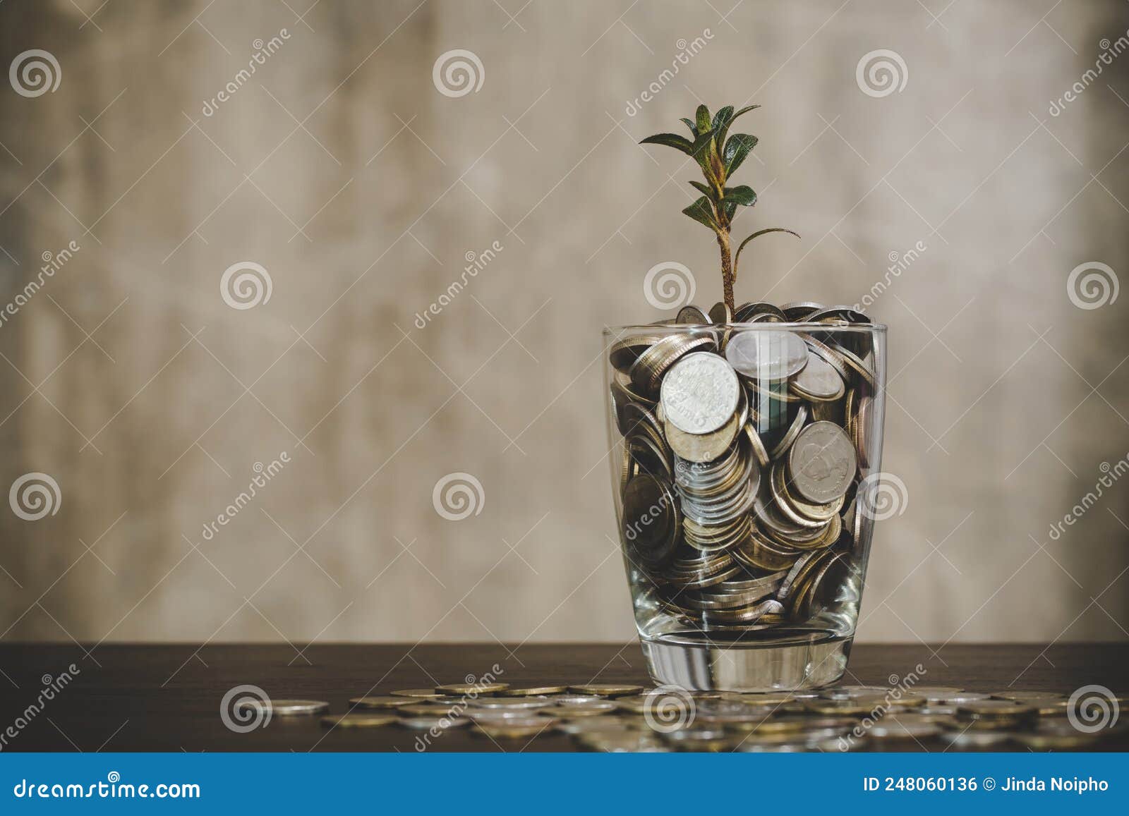 Coins in jug glass stock photo. Image of wealth, count - 248060136