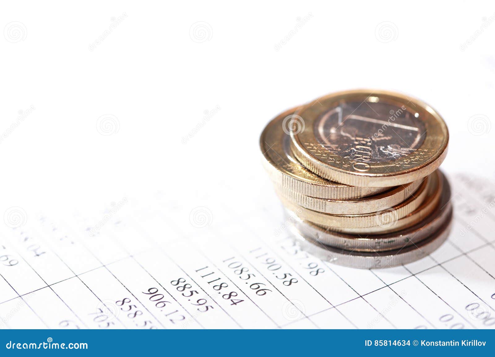 Coins on List stock photo. Image of counting, coin, success - 85814634