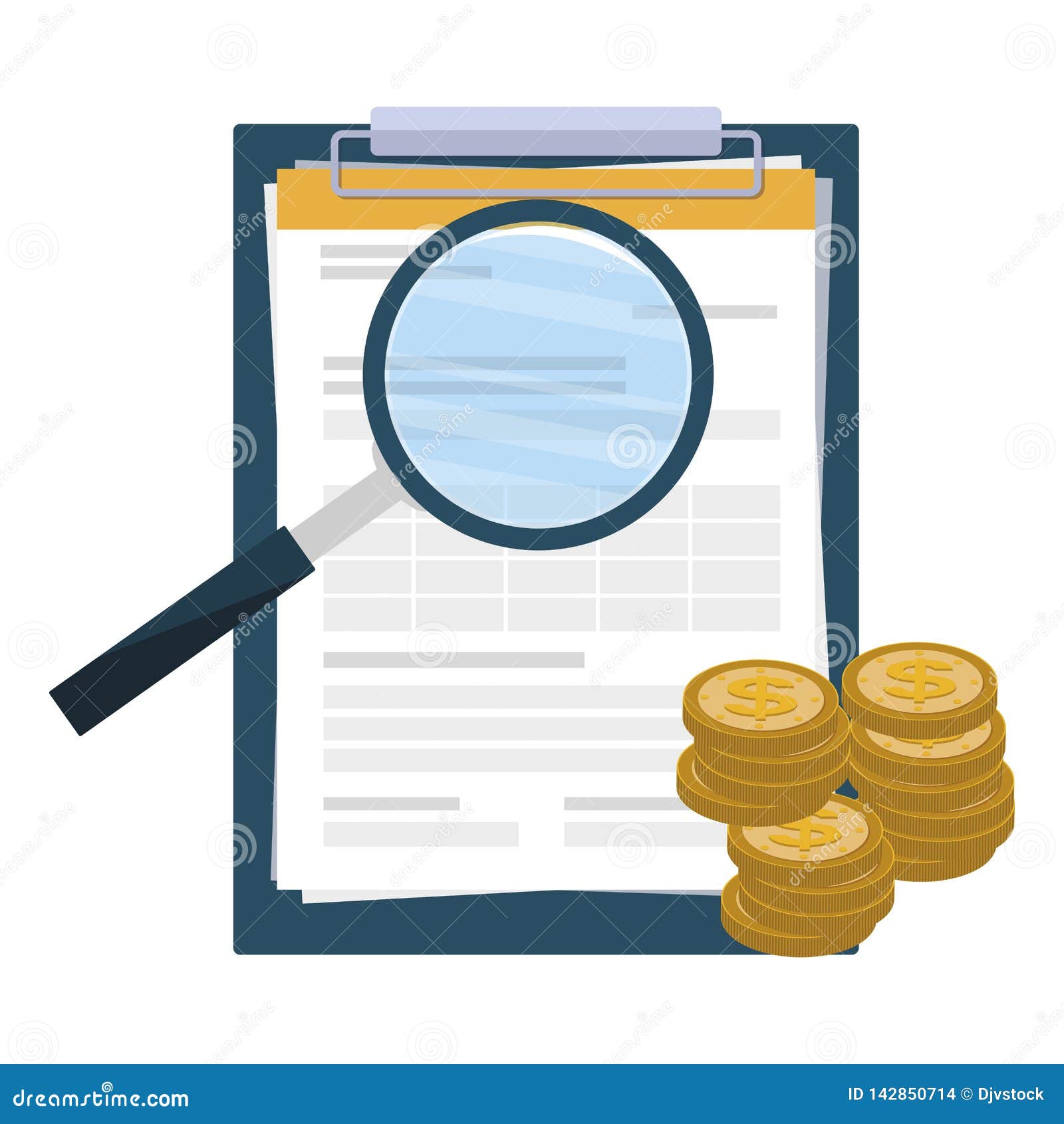 Coins Money with Checklist Documents Stock Vector - Illustration of ...