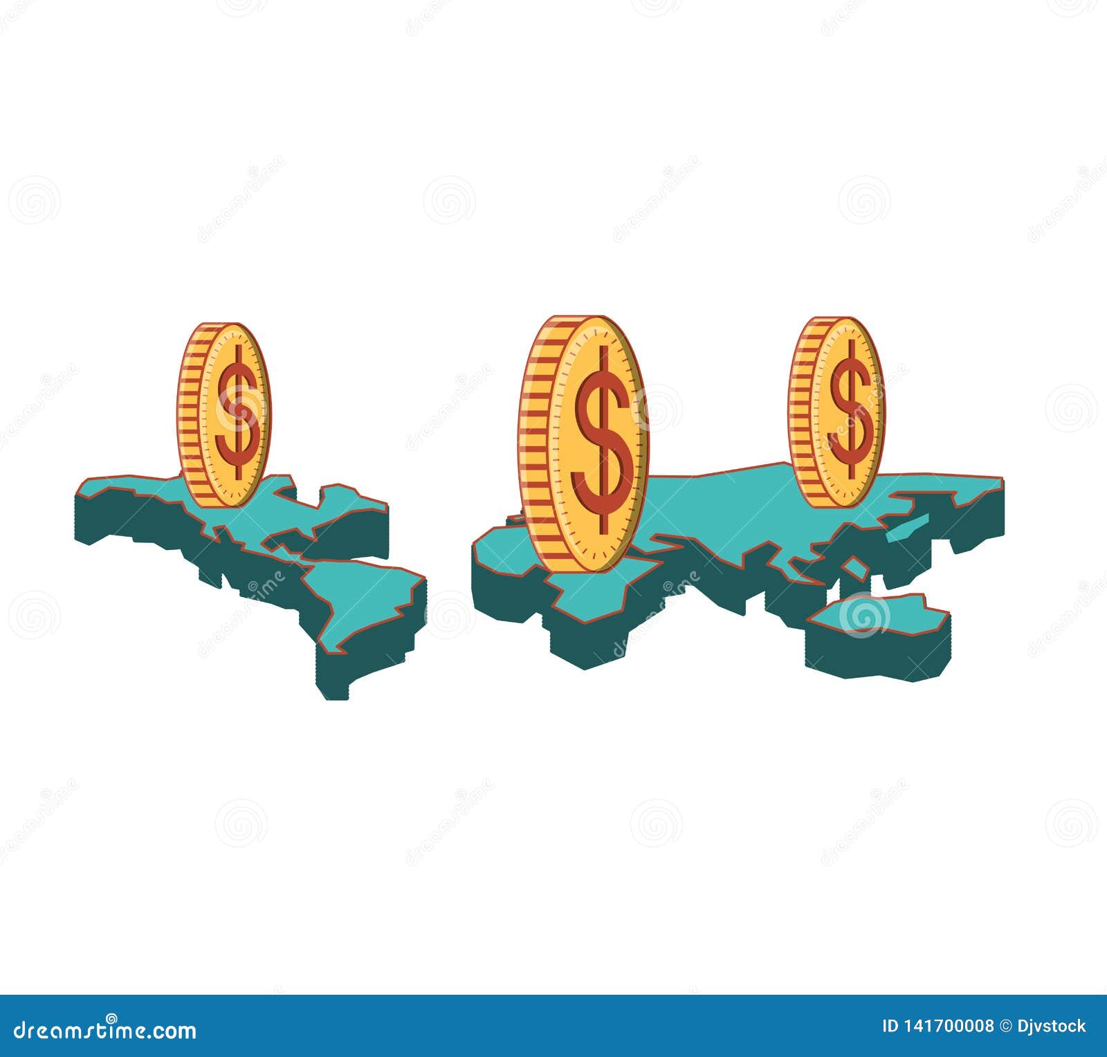 Coins Money with Earth Maps Stock Vector - Illustration of metal ...