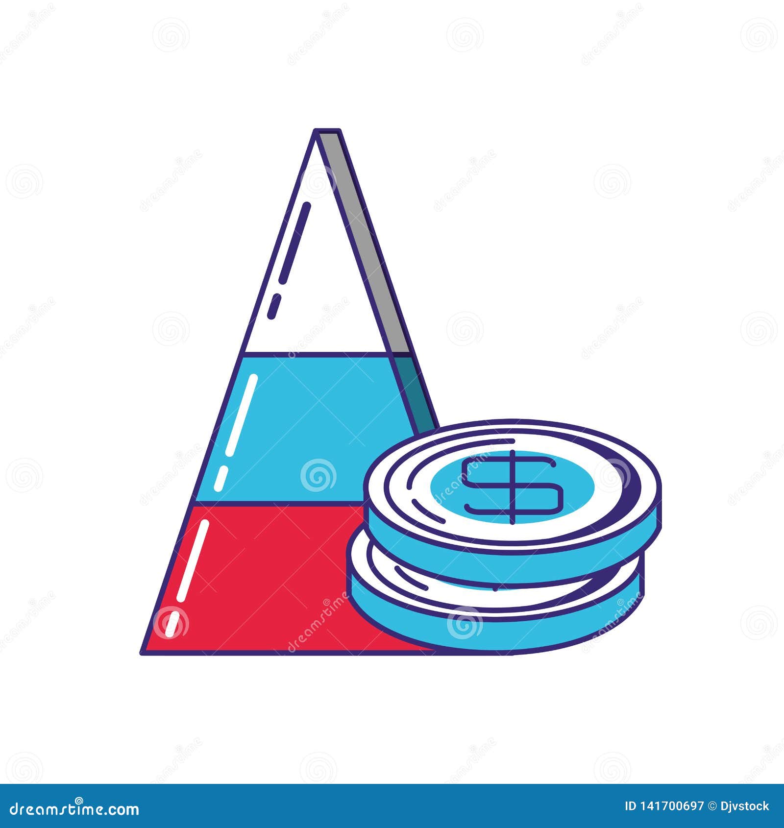 Coins Money with Triangle Statistics Graphic Stock Vector ...