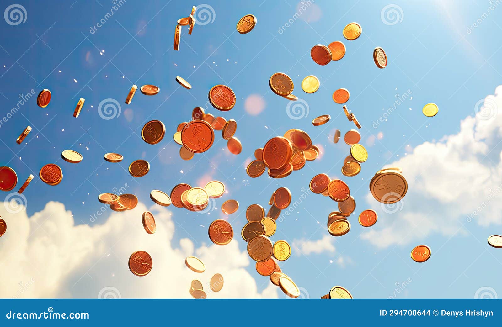 Coins in motion stock illustration. Illustration of metal - 294700644
