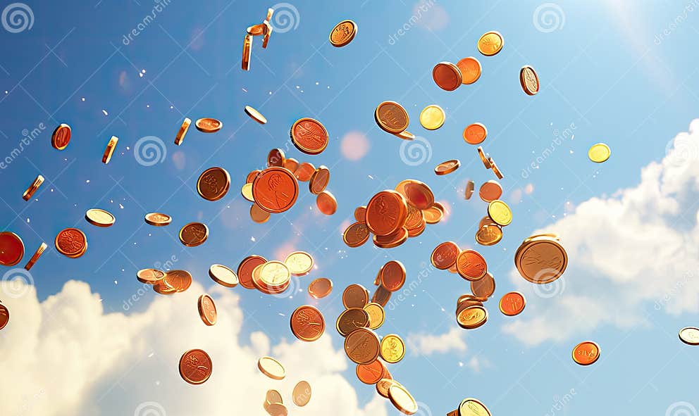 Coins in motion stock illustration. Illustration of metal - 294700644