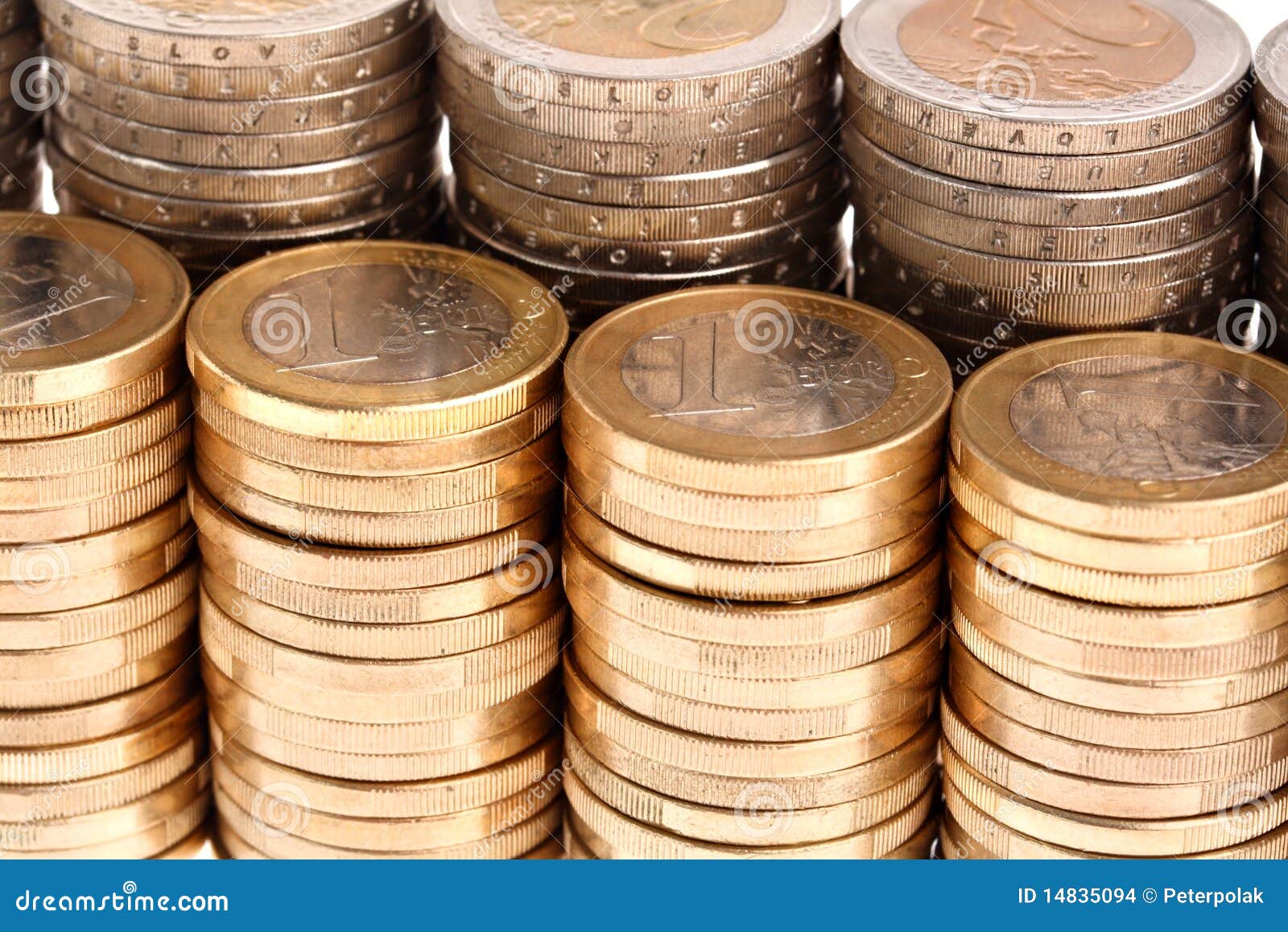 Coins Organized in Columns and Rows, Detailed View Stock Photo - Image ...