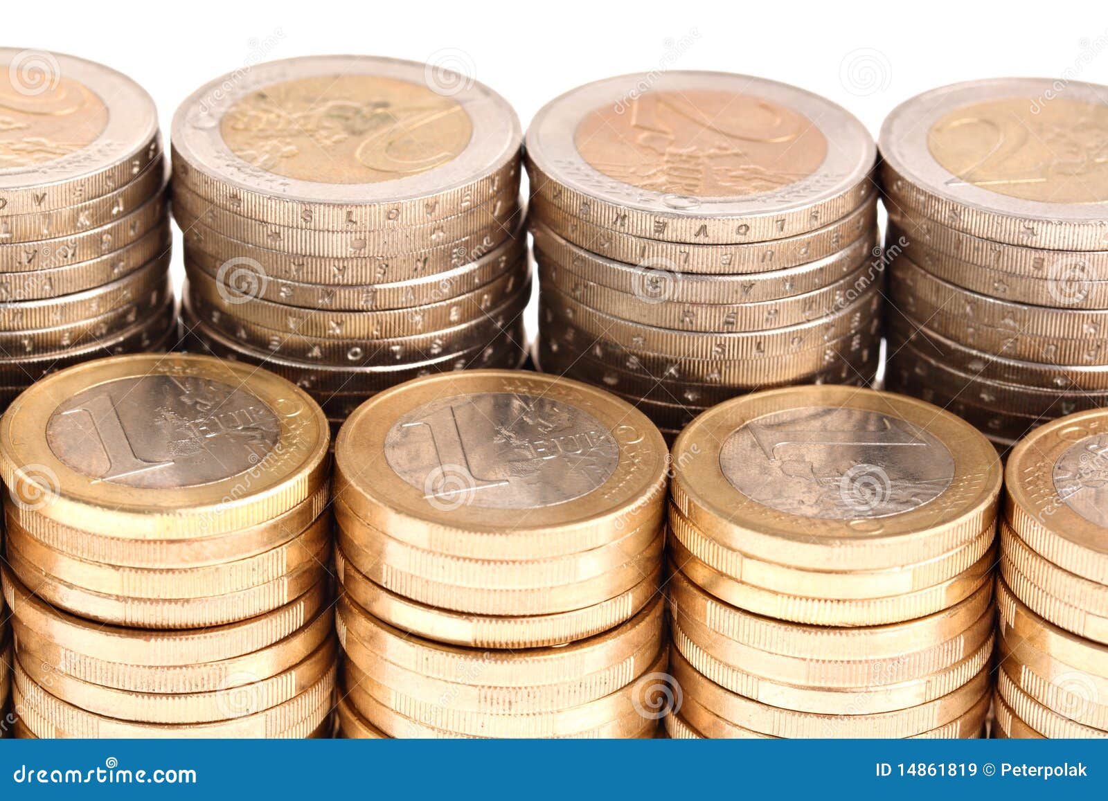 Coins Organized in Columns and Rows, Detailed View Stock Image - Image ...