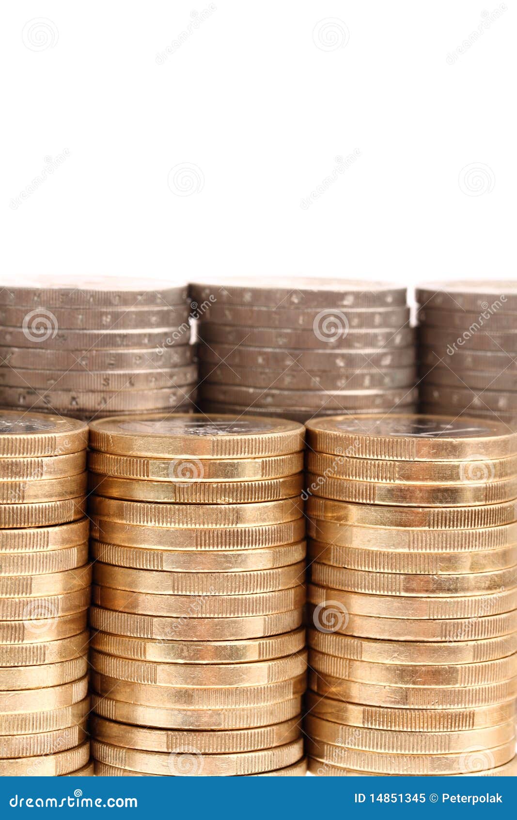 Coins Organized In Columns And Rows Isolated Stock Image - Image of ...