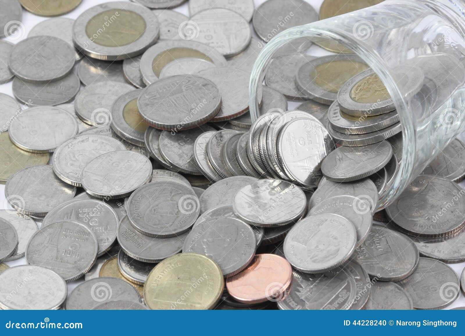 Coins Over the Glass Be Comparable To Greed of Human Stock Photo ...