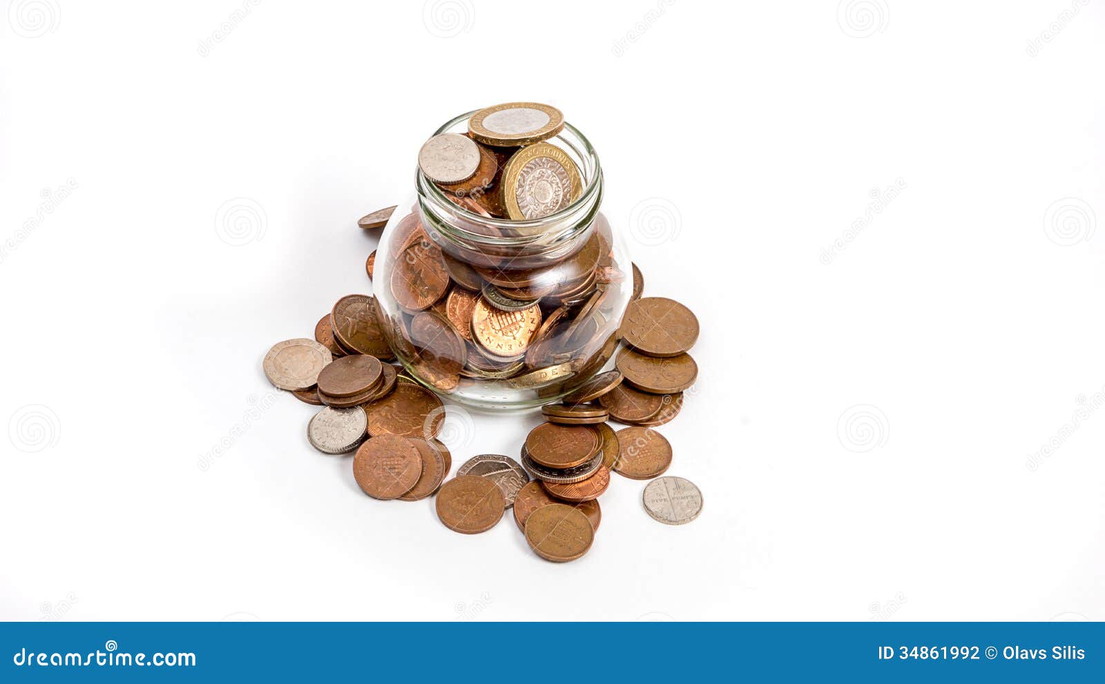 Coins Overflowing from Money Jar Stock Photo - Image of symbol, bank ...