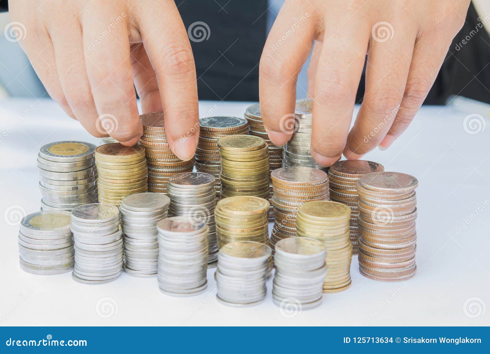 Coins Placed with the Hand that is Sorting Stock Photo - Image of cash ...