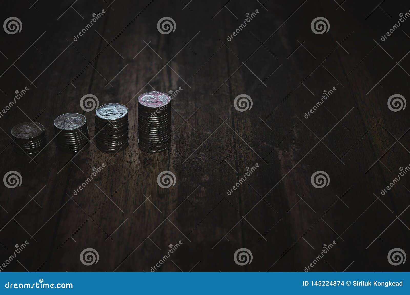 Coins placed in rows stock photo. Image of silver, growth - 145224874