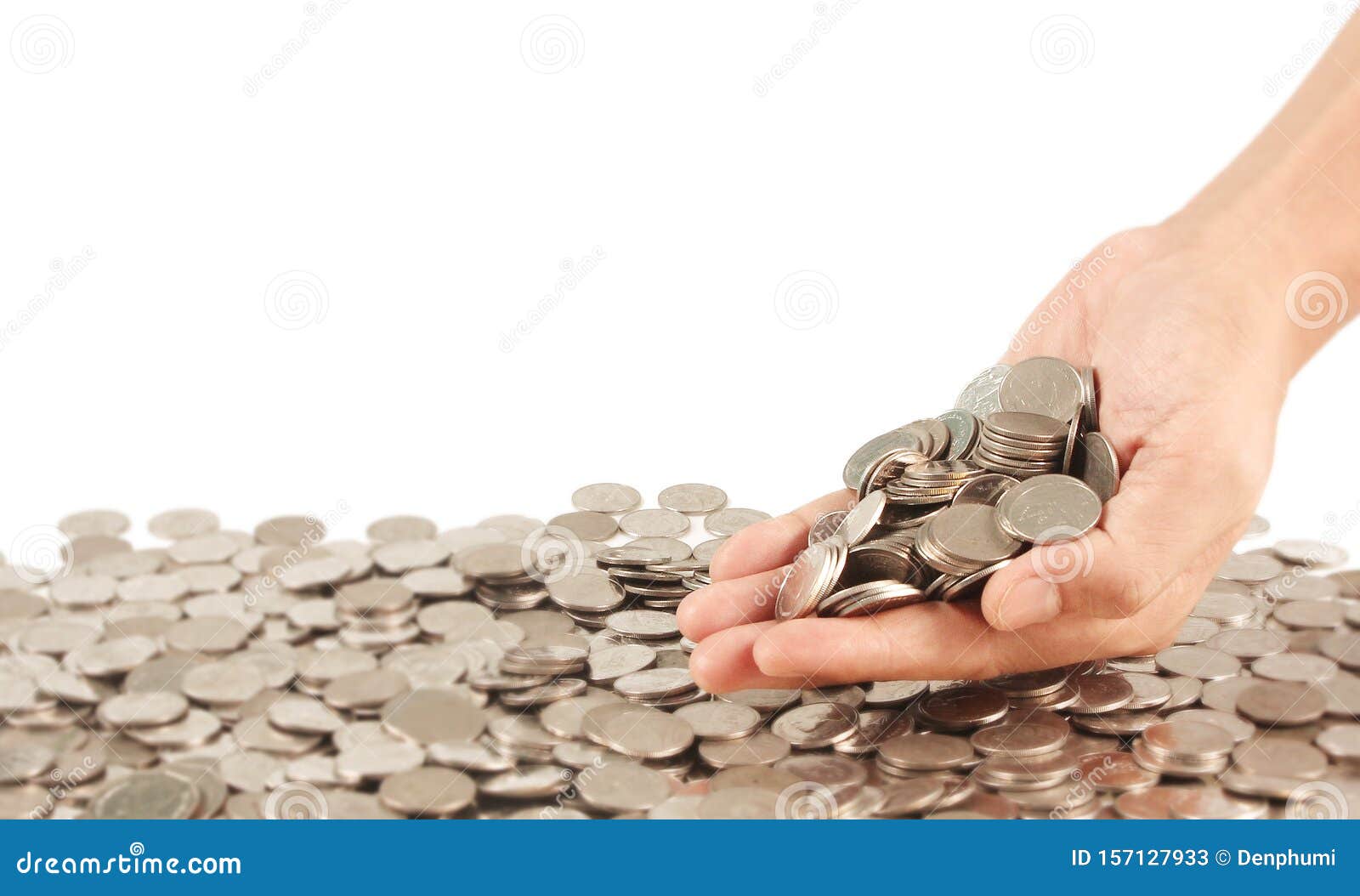 Coins Placed on Top. while Hand Pouring Coins Stock Image - Image of ...