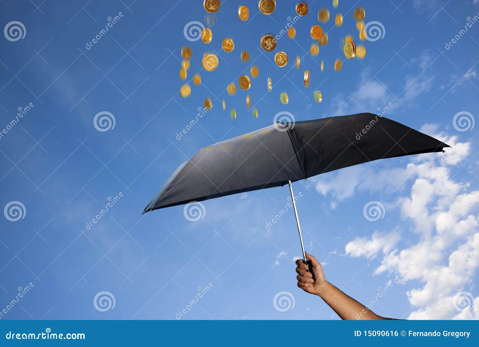 Coins are Raining Over an Umbrella Stock Photo - Image of object, nylon ...