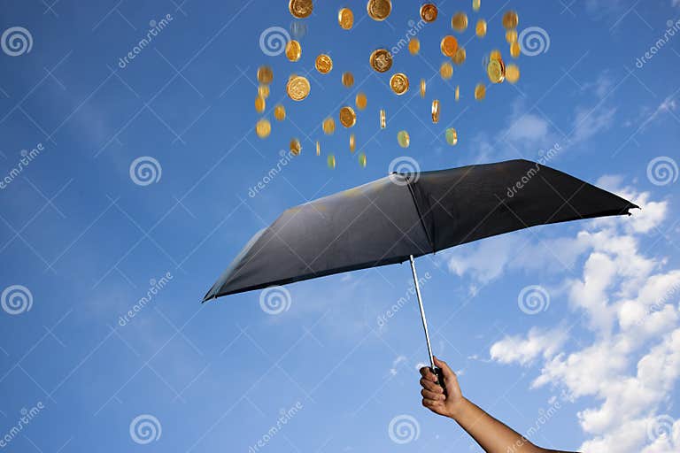 Coins are Raining Over an Umbrella Stock Photo - Image of object, nylon ...