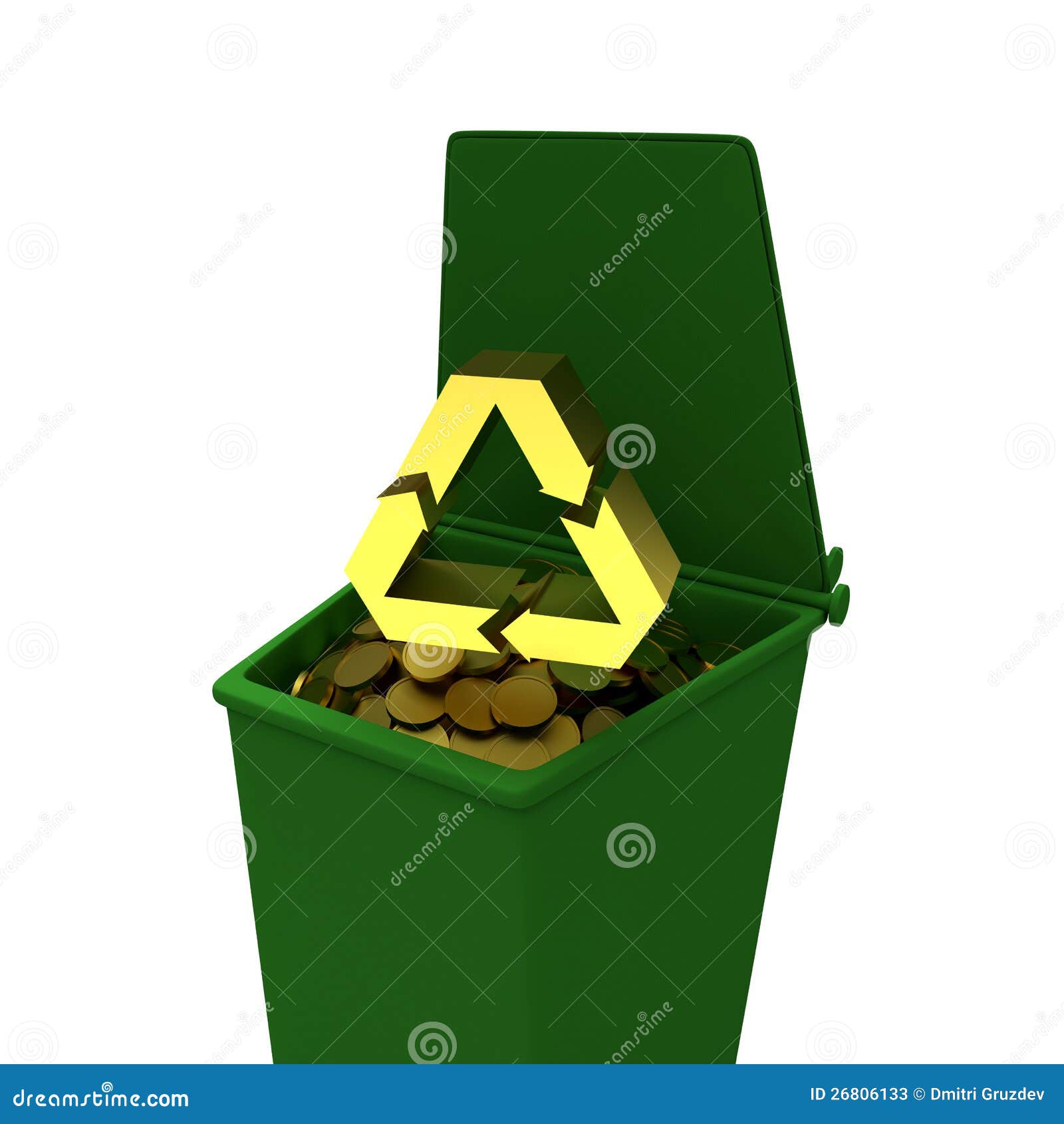 Coins in recycling stock illustration. Illustration of learning - 26806133