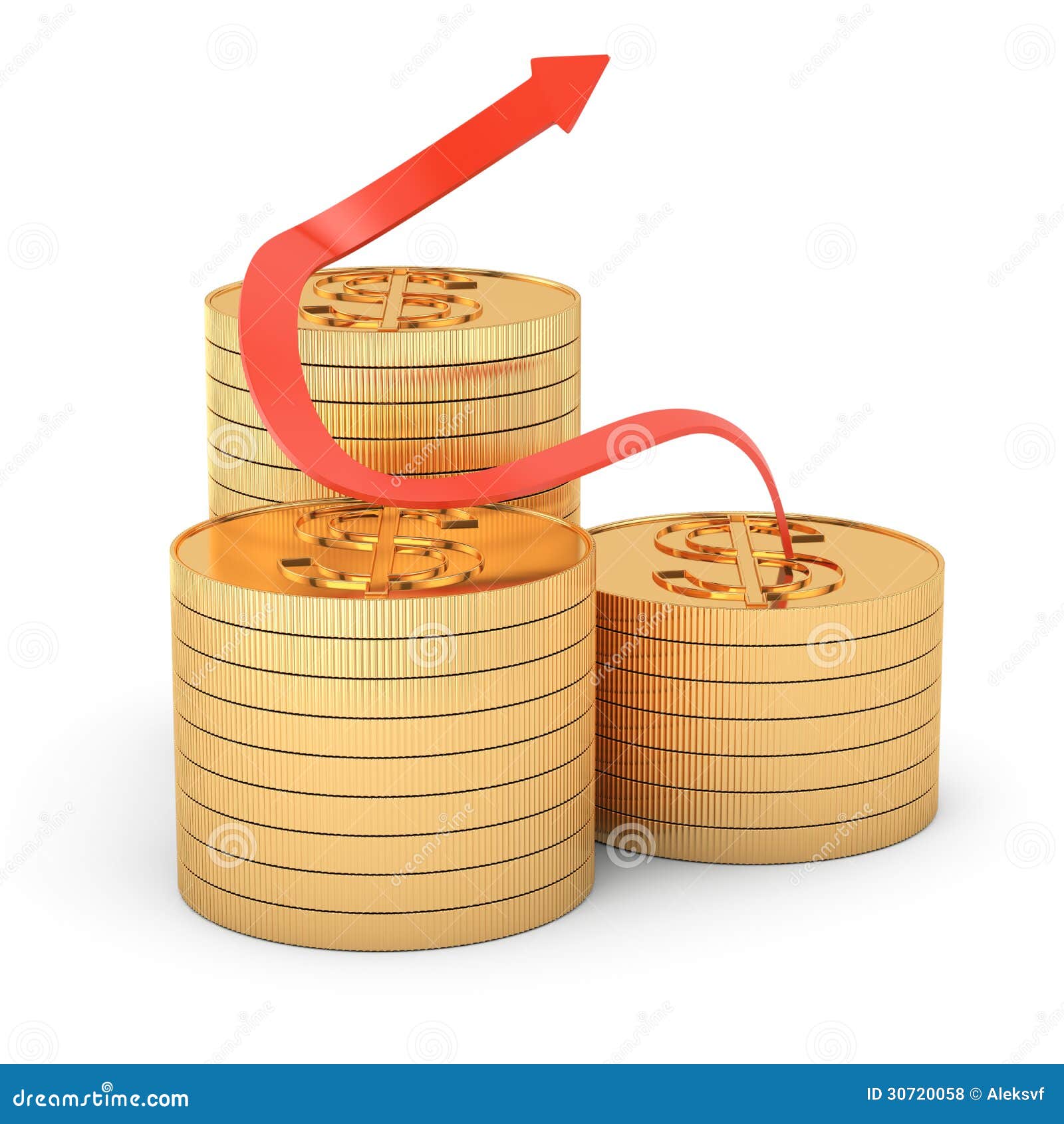 Coins and red arrow stock illustration. Illustration of arrow - 30720058