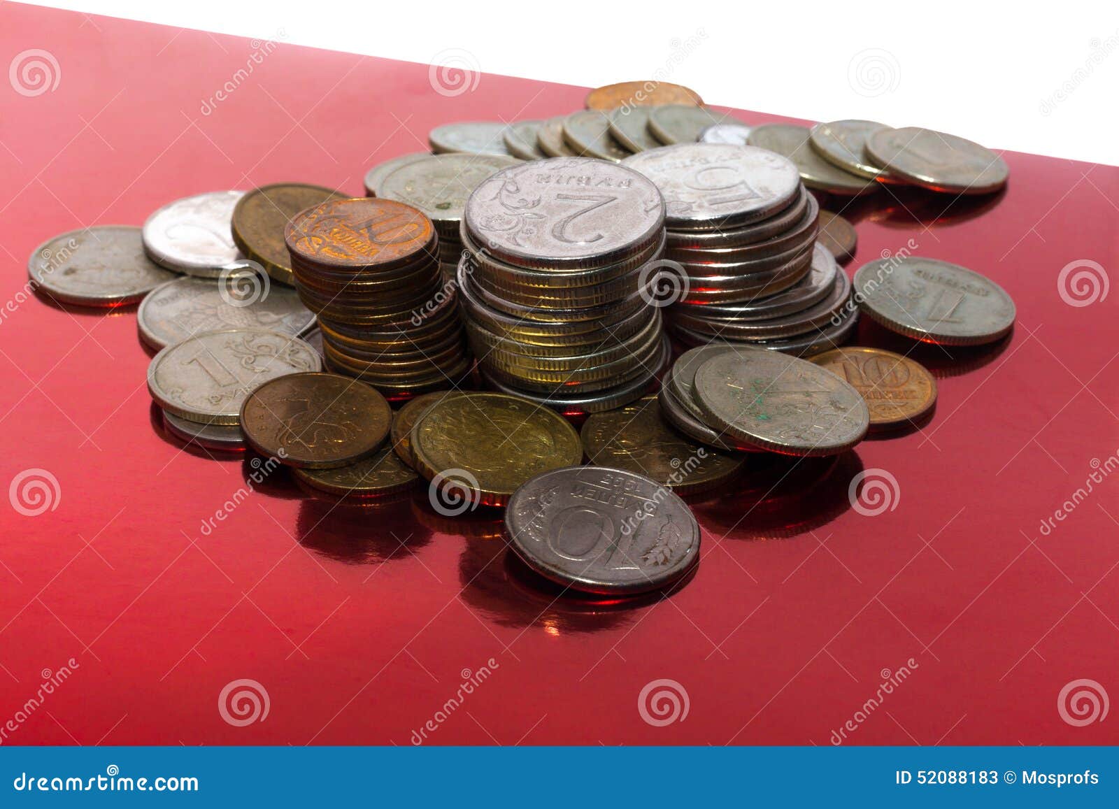 Coins on a red stock image. Image of stack, investment - 52088183