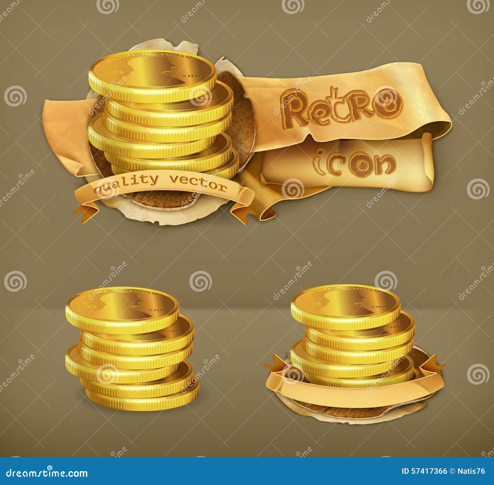 Coins retro vector icons stock vector. Illustration of cash - 57417366