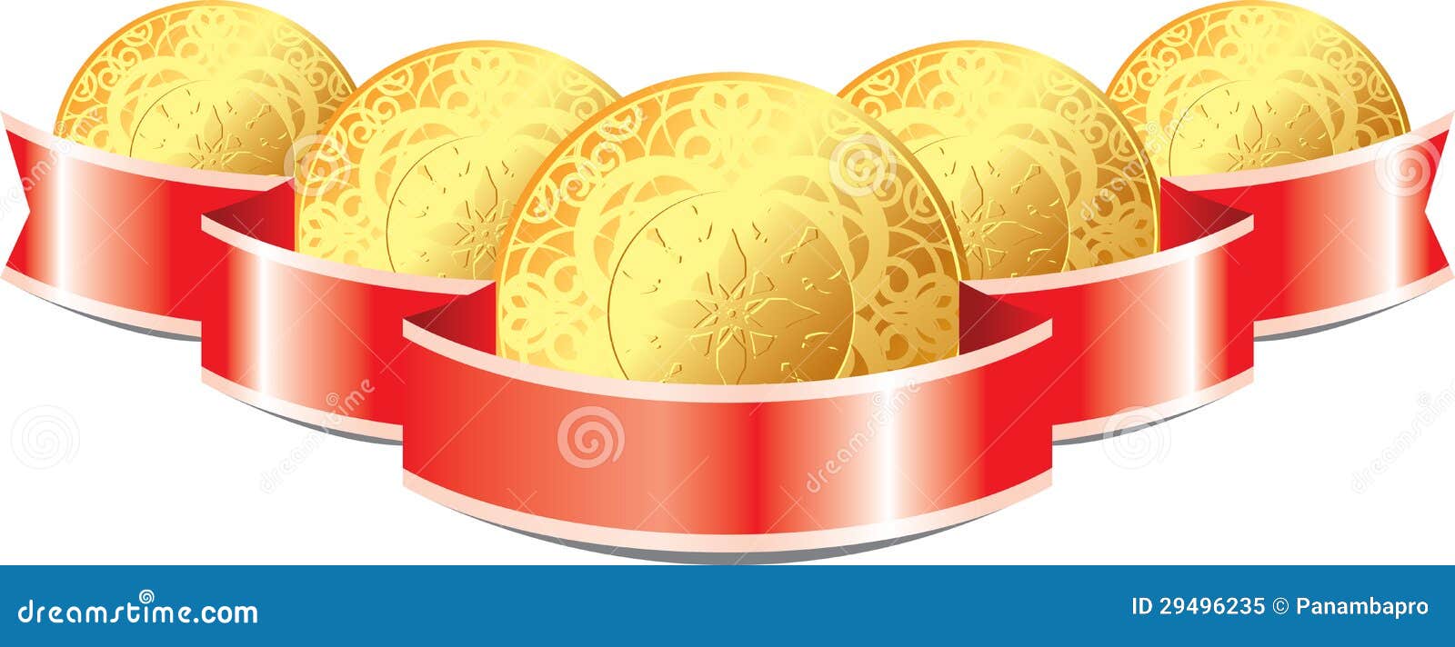 Coins with ribbon stock vector. Illustration of shiny - 29496235