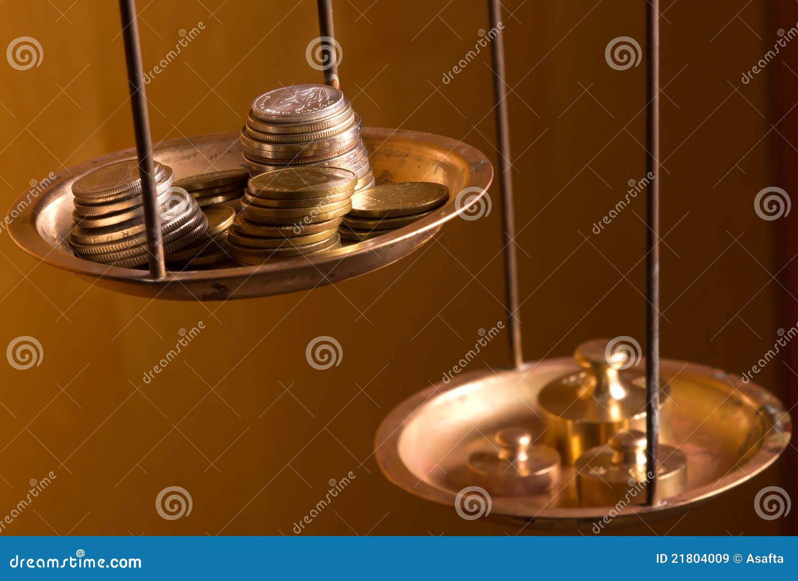 Coins on a scale weight stock image. Image of banking - 21804009