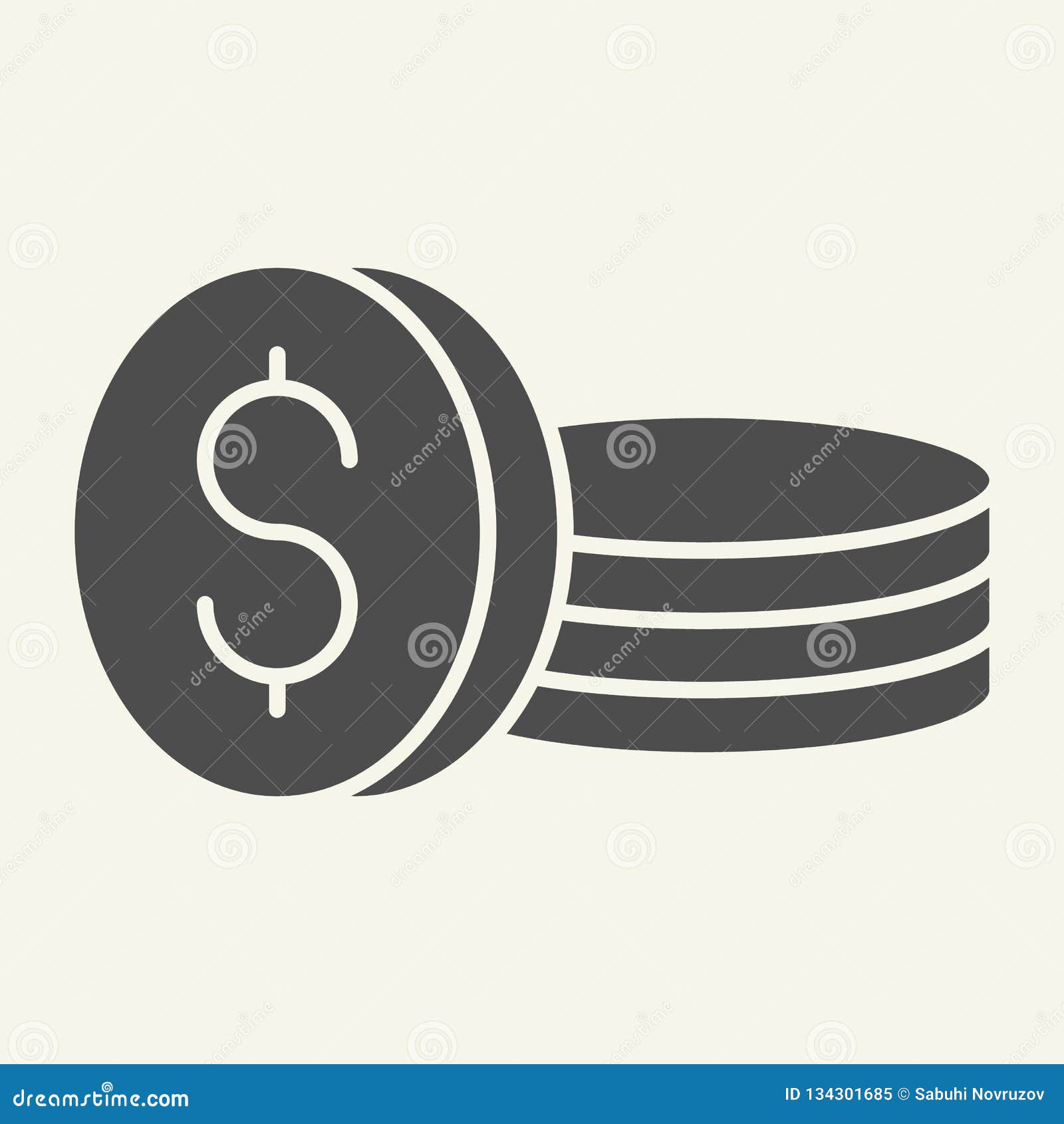Coins Solid Icon. Dollars Vector Illustration Isolated on White. Cents ...