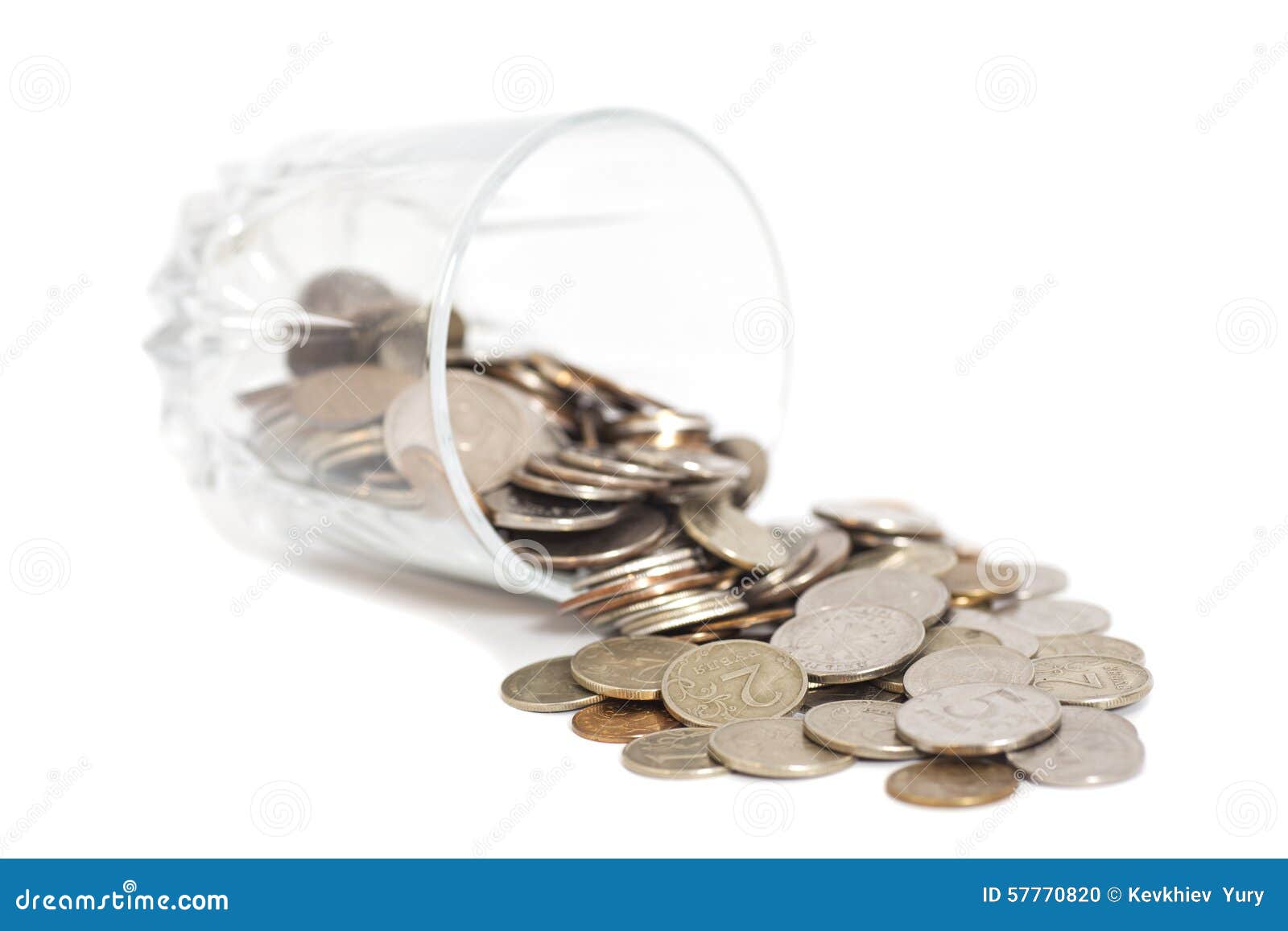 Coins Spilling Out from a Glass Stock Photo - Image of cash ...