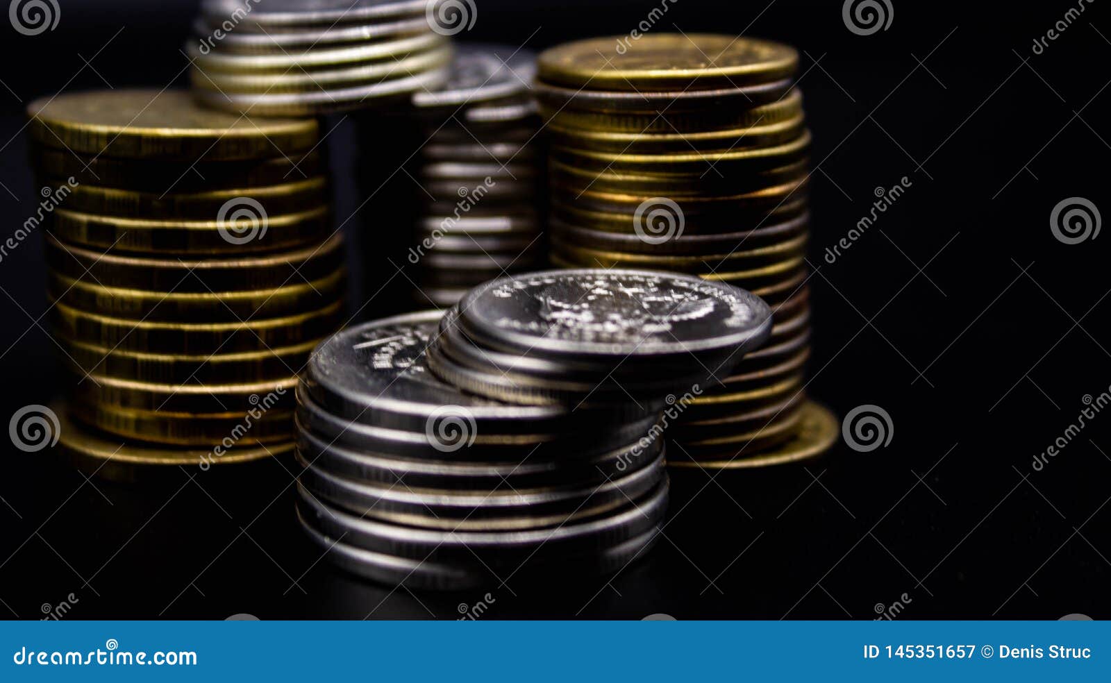 Coins on a Black Background Stock Image - Image of closeup, concept ...