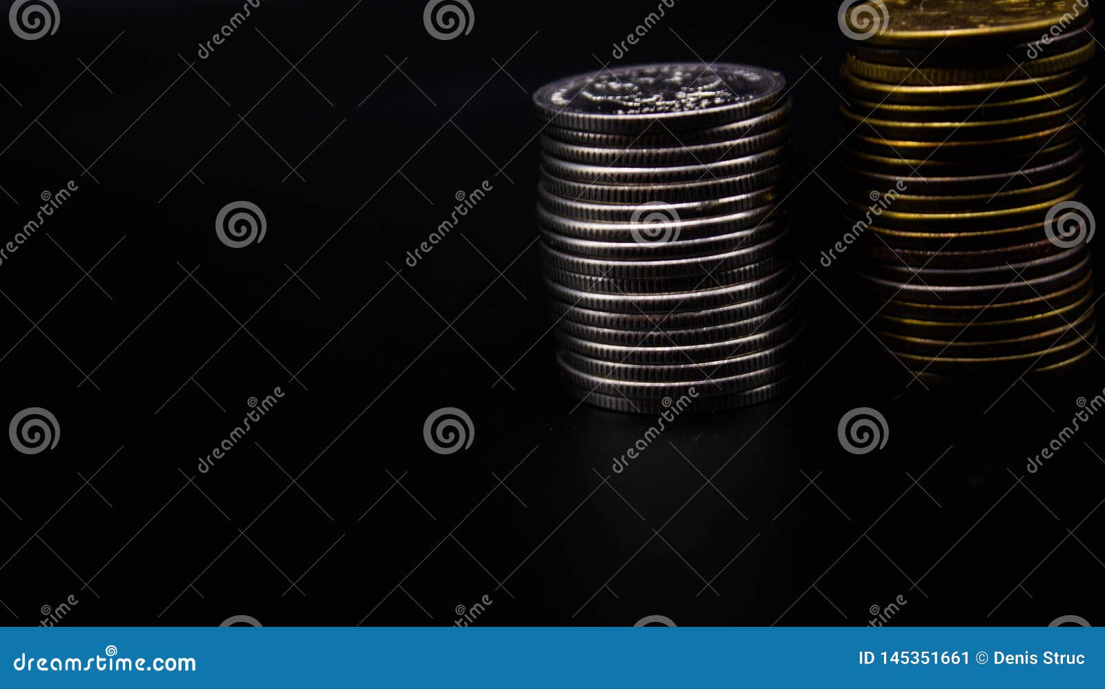 Coins Stack on Black Background in Concept Wall and Strong Moneycoins ...